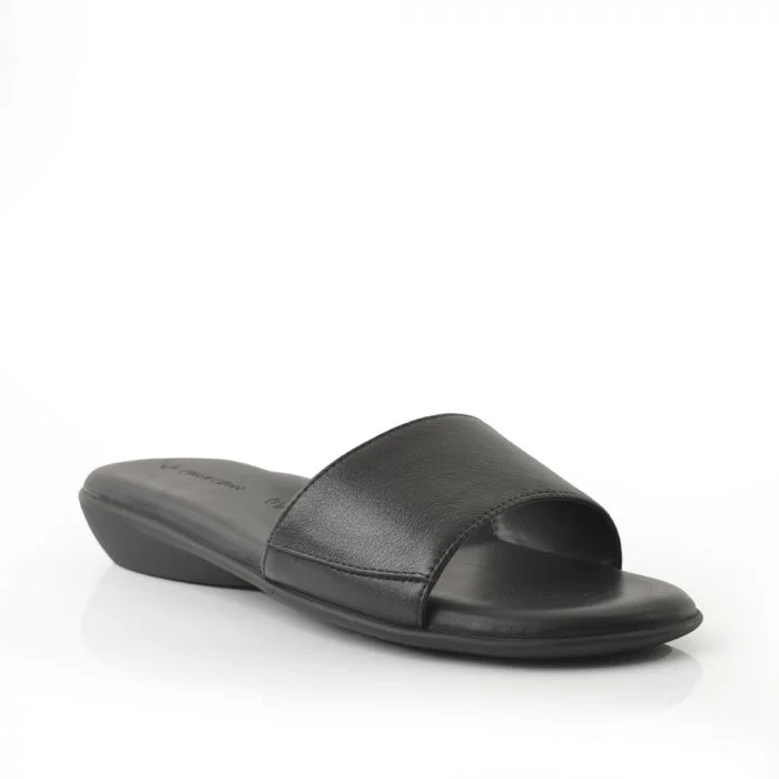 Green Cross 52333 Black Flat Slip-On Mule - Shoe World