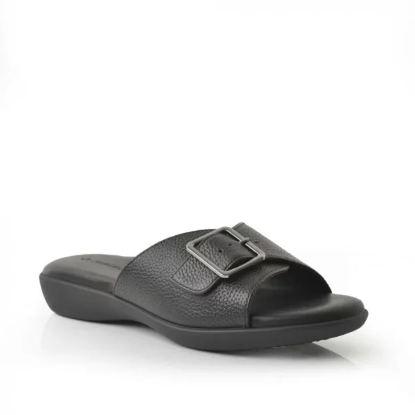 Green Cross 52338 Black Flat Buckle Mule - Shoe World