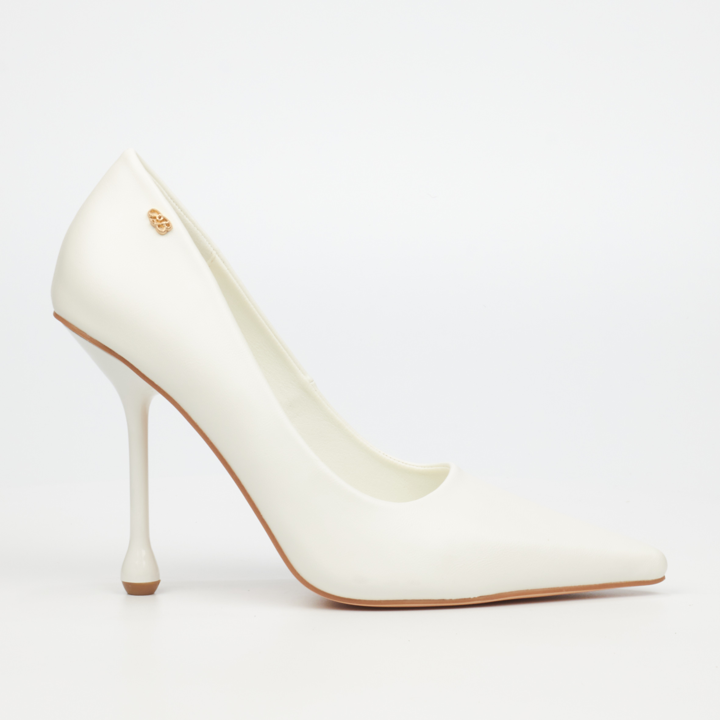 Miss Black Drop 1 White Pointed High Heel - Shoe World