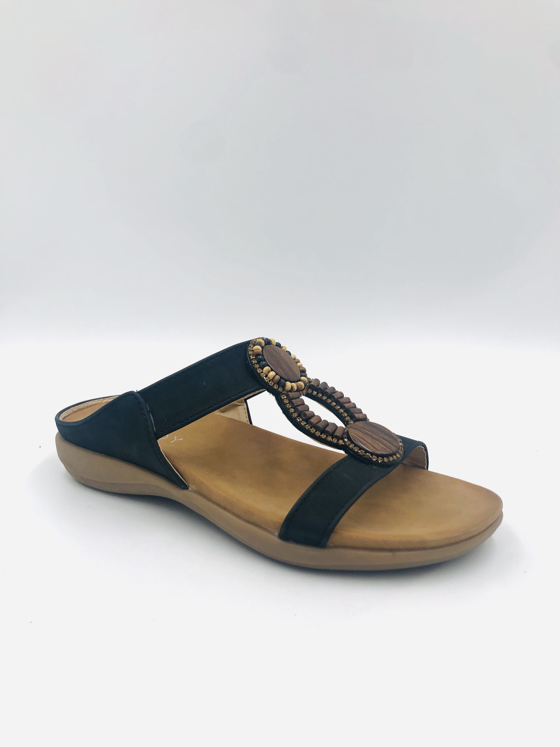 Savoy Lqk3510 Black Beaded Pushin Comfort Sandal - Shoe World