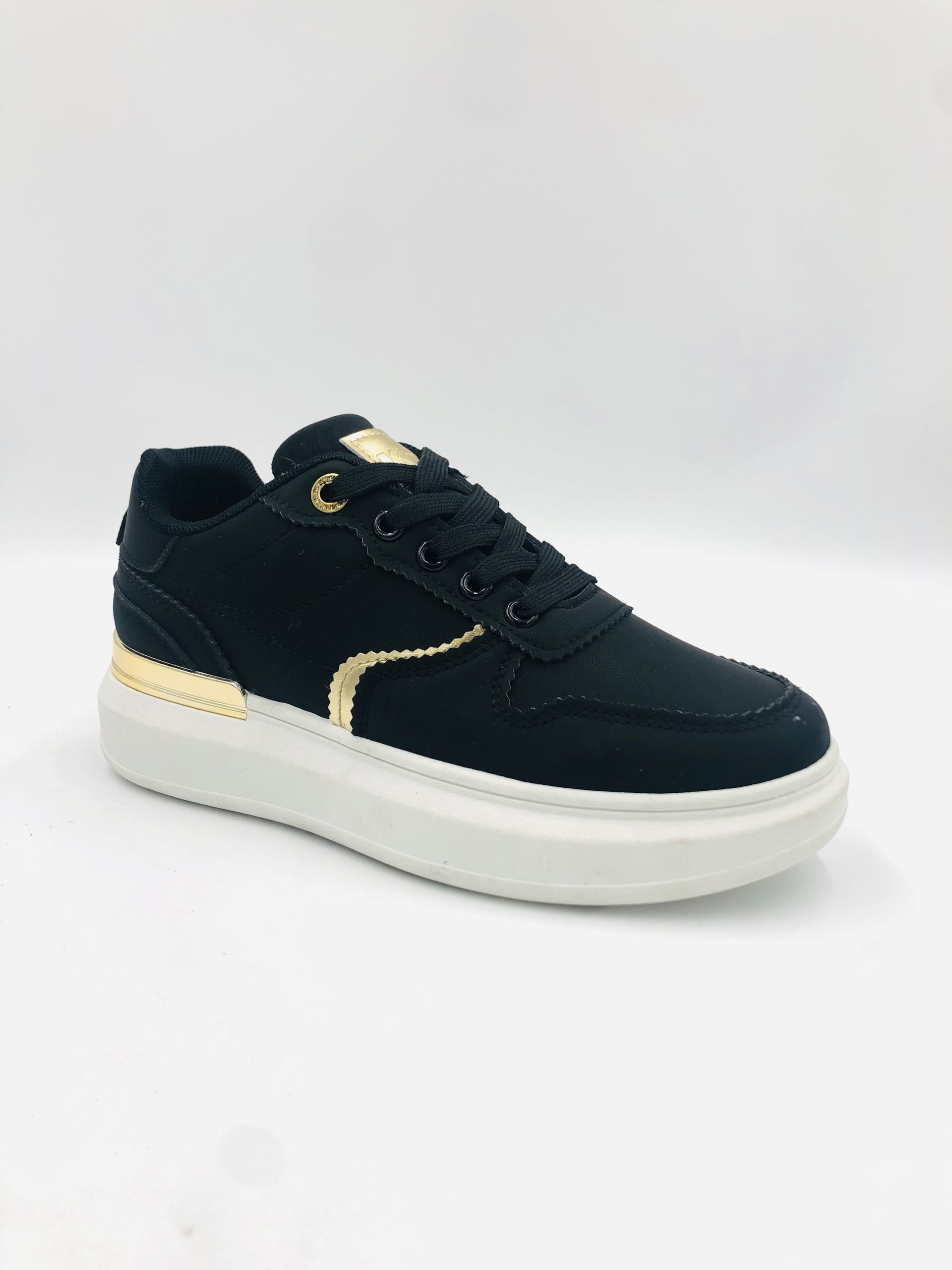 K7 Jade Black/Gold Ladies Raised Sneaker - Shoe World