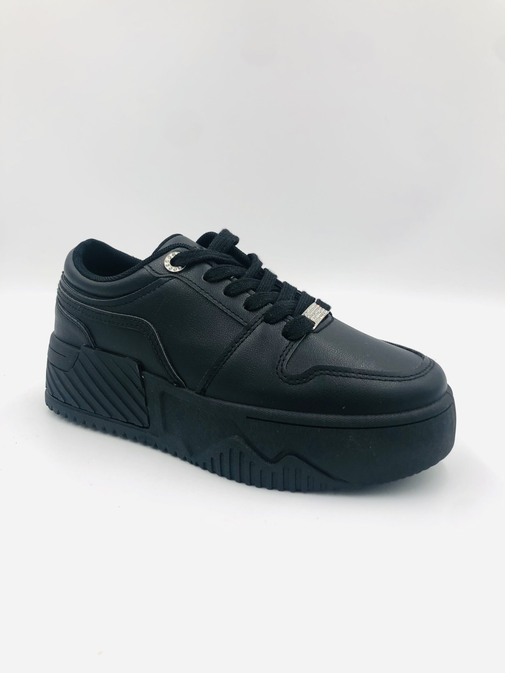 K7 Steffani Black Mono Ladies Raised Sneaker - Shoe World