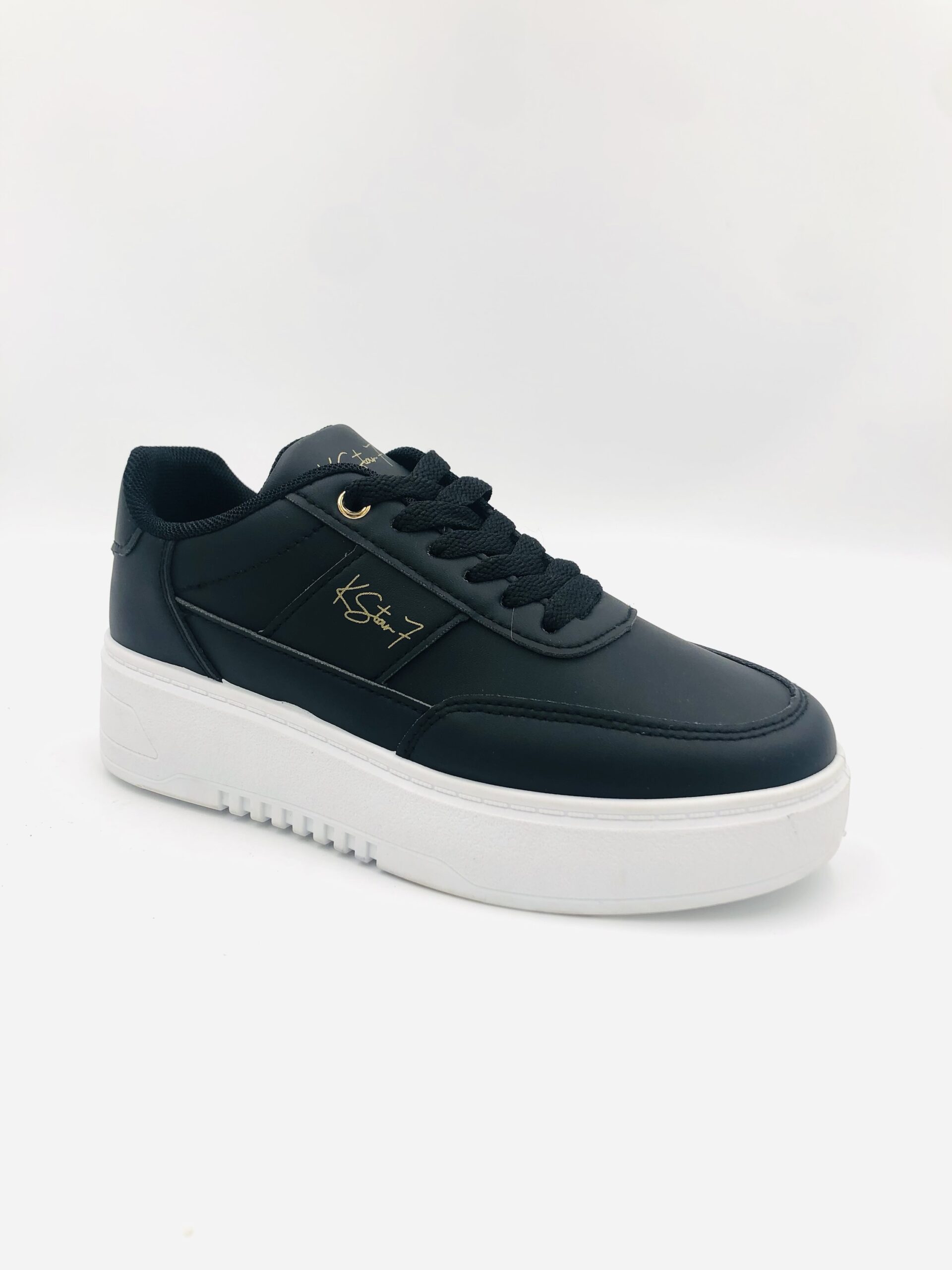 K7 Aliza Black Raised Ladies Lace-Up Sneaker - Shoe World