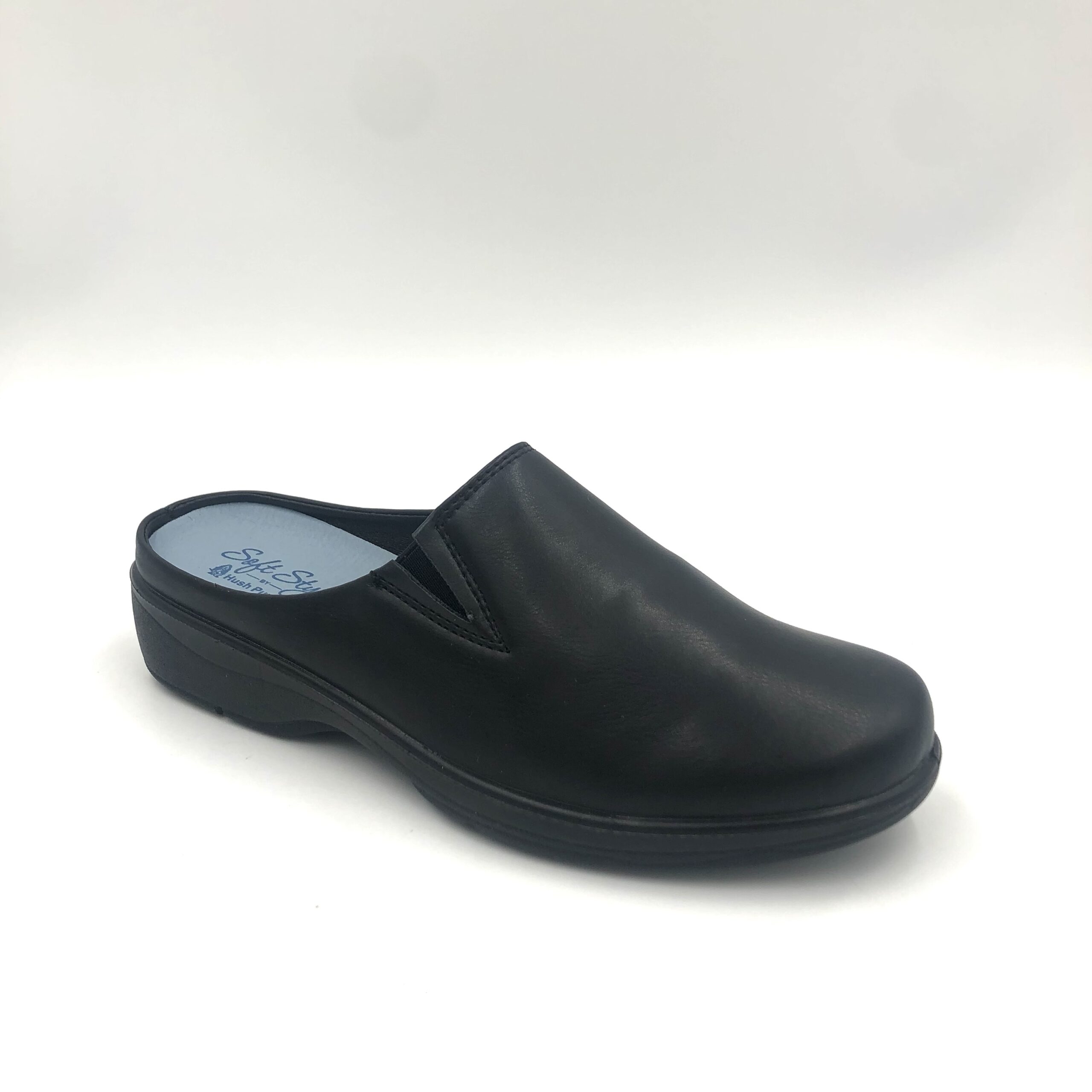 Soft Jenny By Hush Puppies Black Ladies Pushin Mule - Shoe World