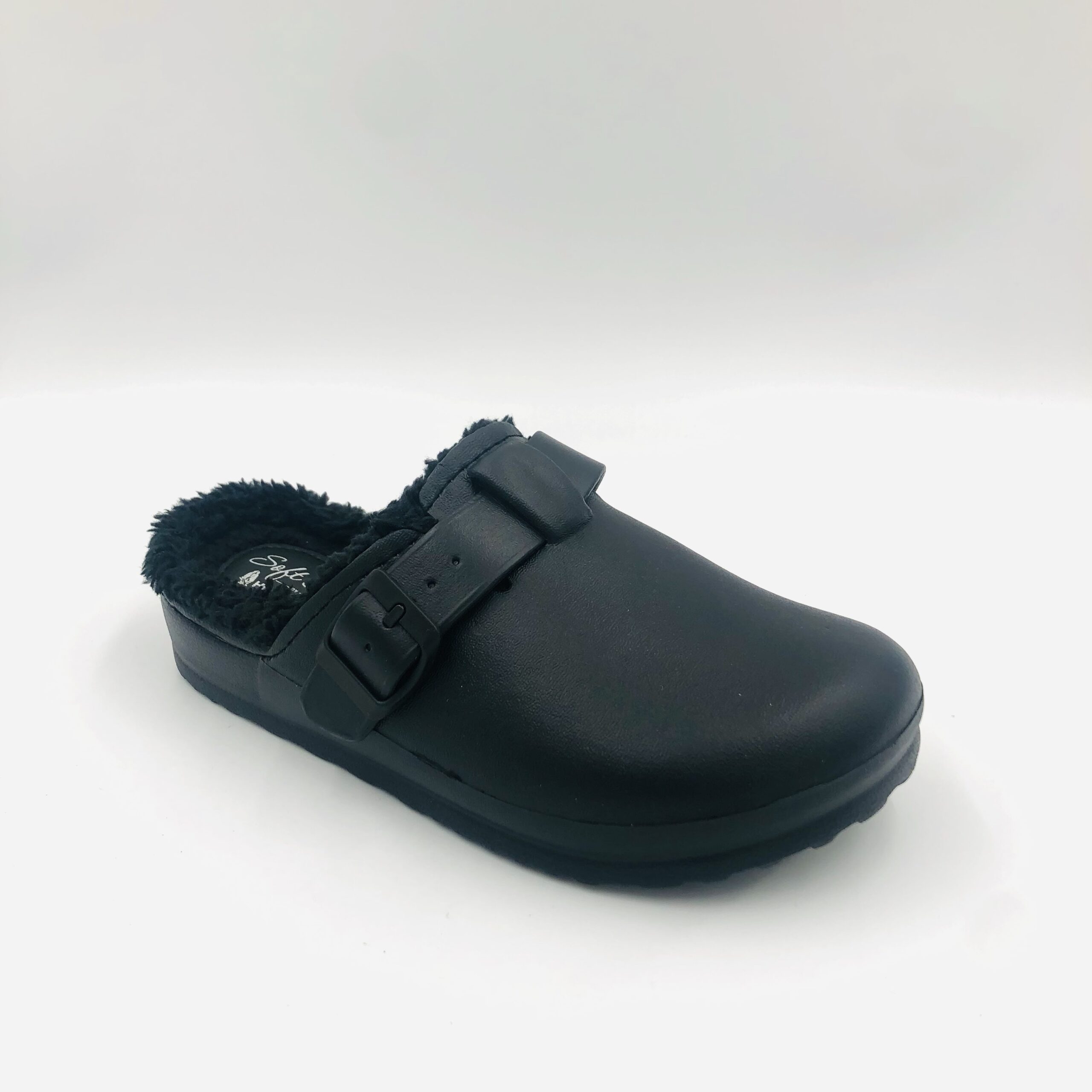 Soft Desi By Hush Puppies Black Ladies Fur Pushin - Shoe World