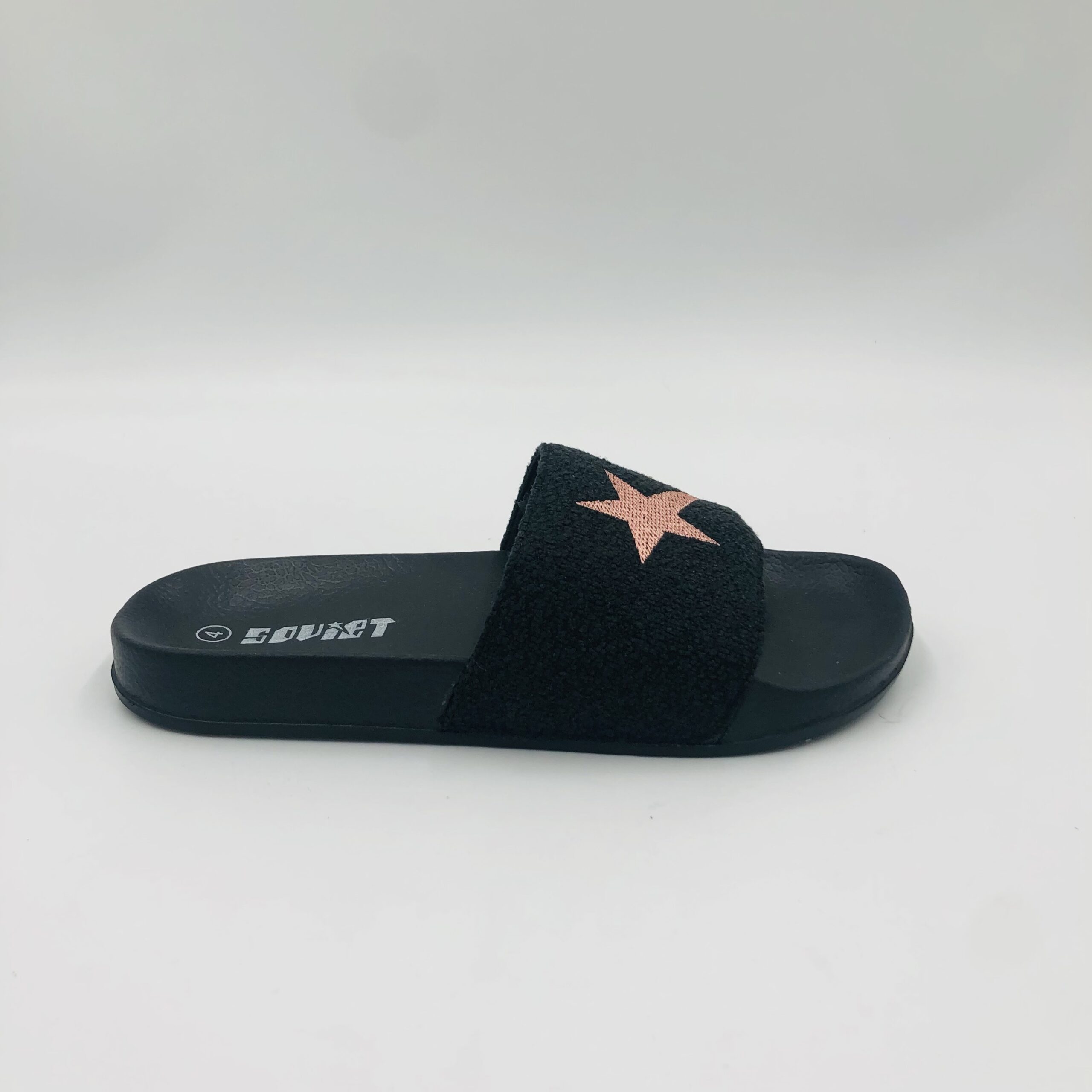 Soviet Ladies Sandy Black Slides - Shoe World